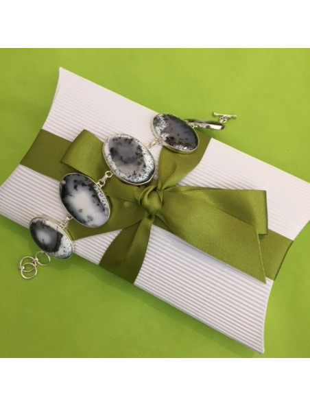 Five stone Merlinite silver bracelet